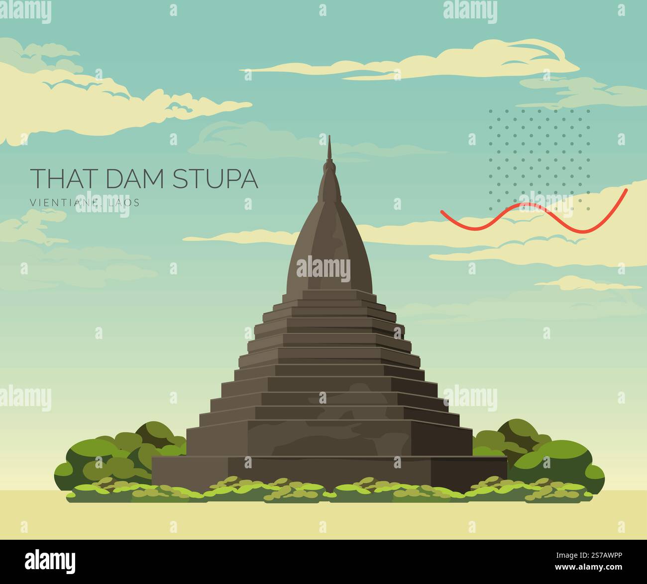 That Dam ( Black ) Stupa - Pagoda in Vientiane, Laos - Stock ...