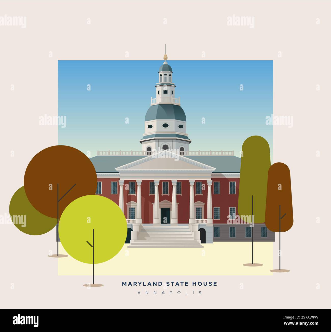 Maryland State House - Annapolis, Maryland - Stock Illustration as EPS ...
