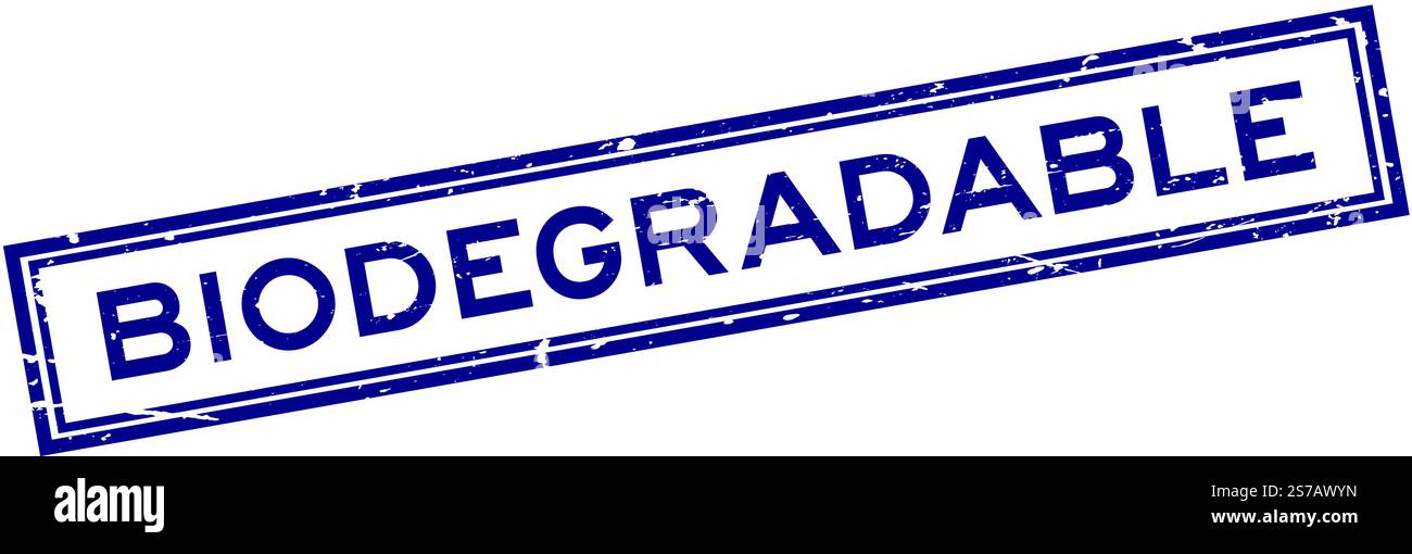 Grunge blue biodegradable word square rubber seal stamp on white background Stock Vector Image ...