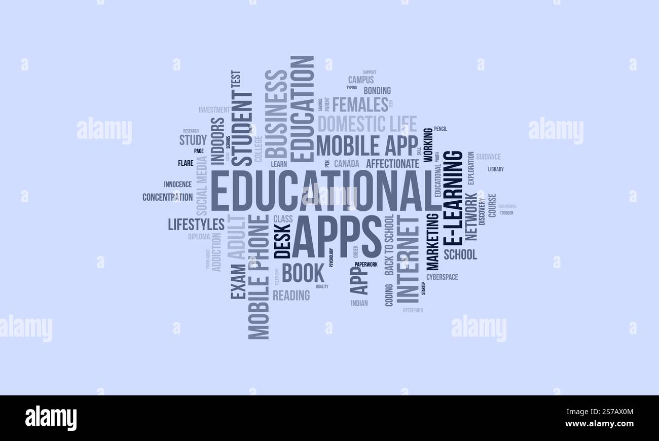 Educational Apps word cloud template. Educational Apps concept vector tagcloud background Stock ...