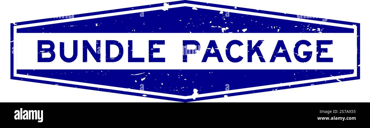 Grunge blue bundle package word hexagon rubber seal stamp on white background Stock Vector Image ...