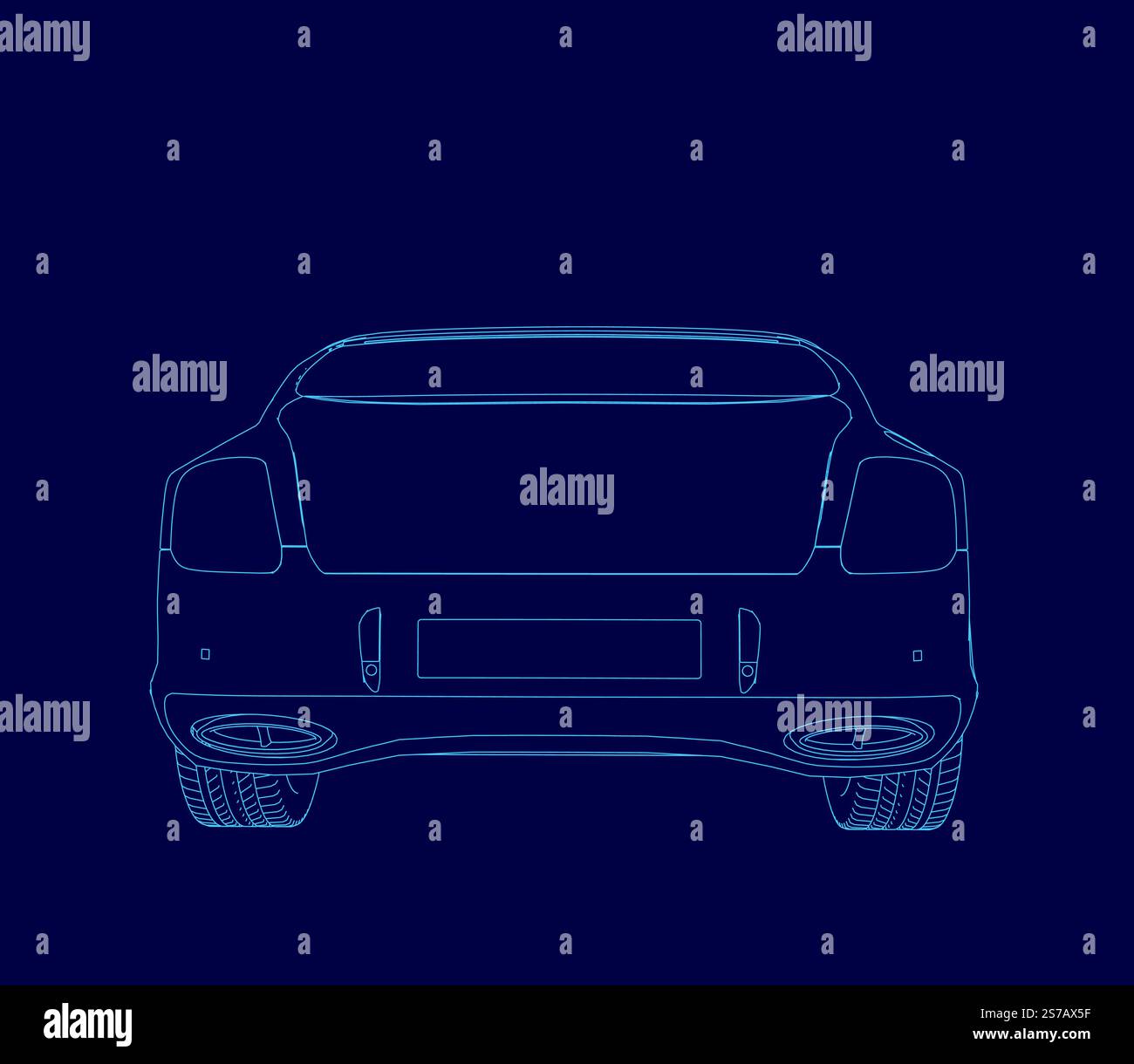 Blue car outline. The car is shown in a blue drawing Stock Vector Image ...