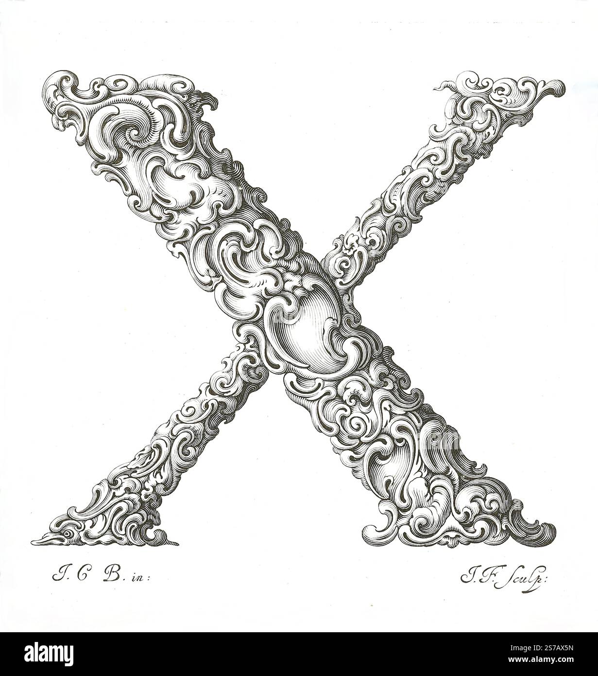 Lithographic print. Letter X - Jeremias Falck engraver, after Johann ... Lithographic print. Letter X - Jeremias Falck engraver, after Johann ...