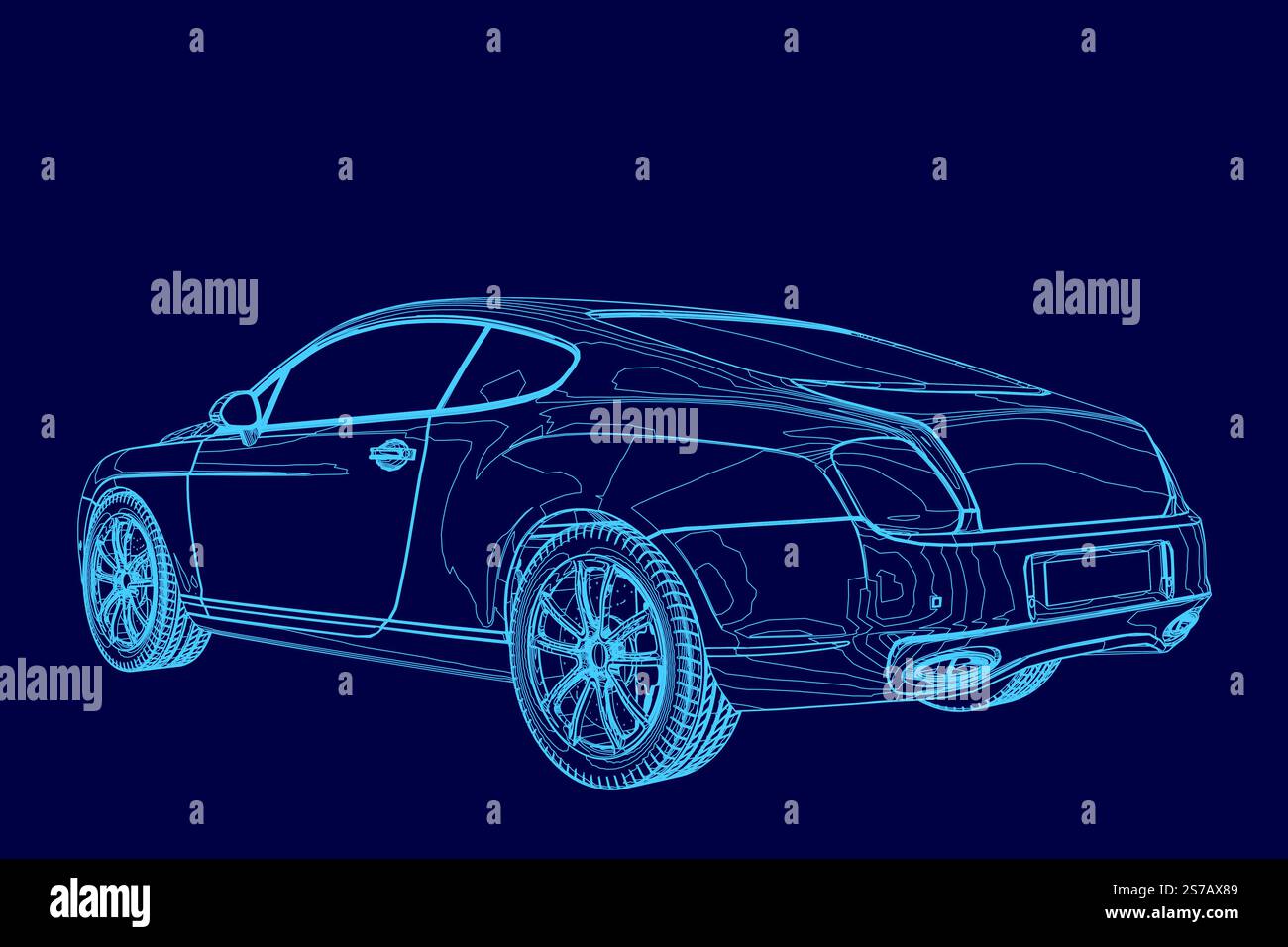 Blue car outline. The car is a luxury vehicle with a sleek design. The ...