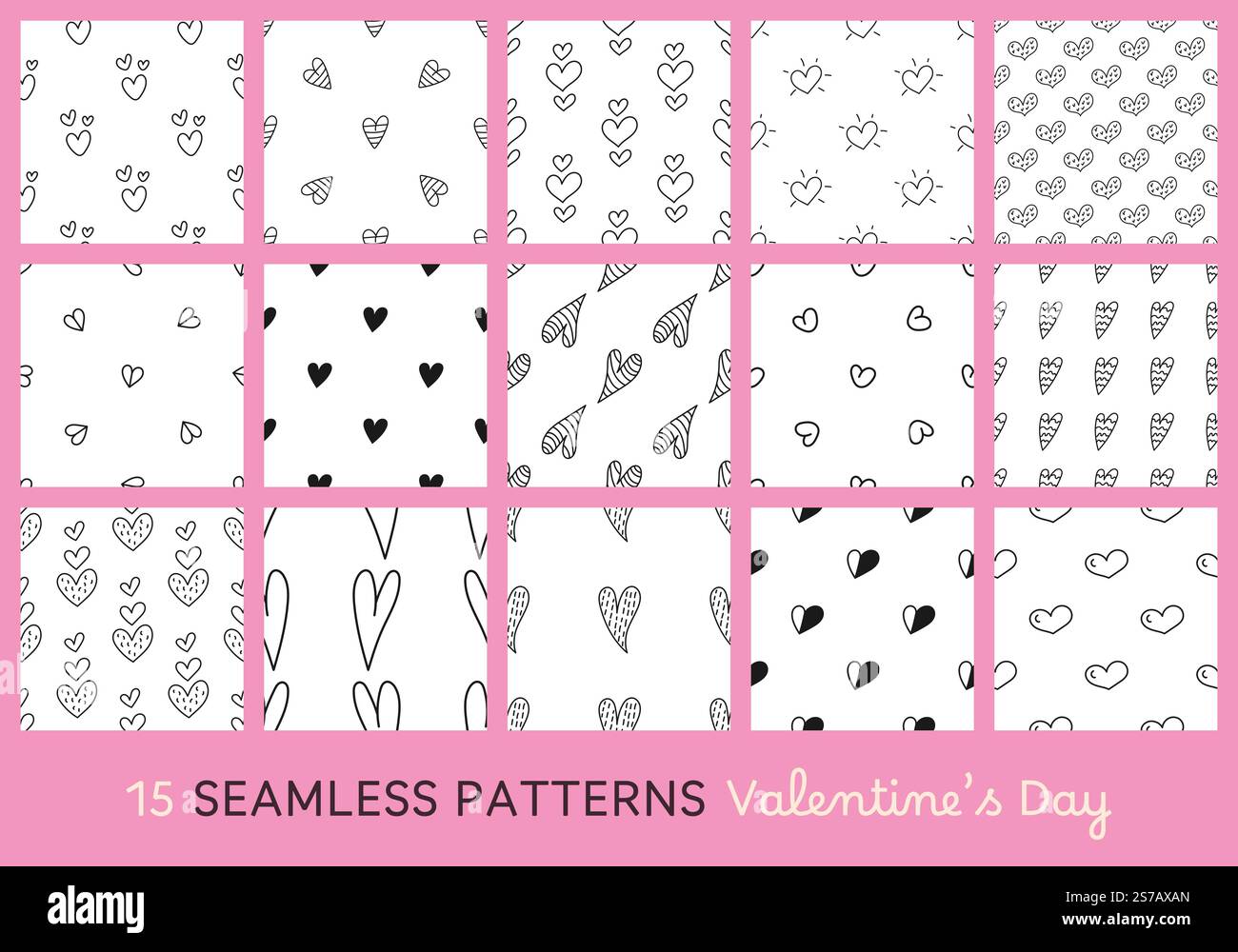 Set of seamless patterns for Valentine's Day Stock Vector Image & Art ...