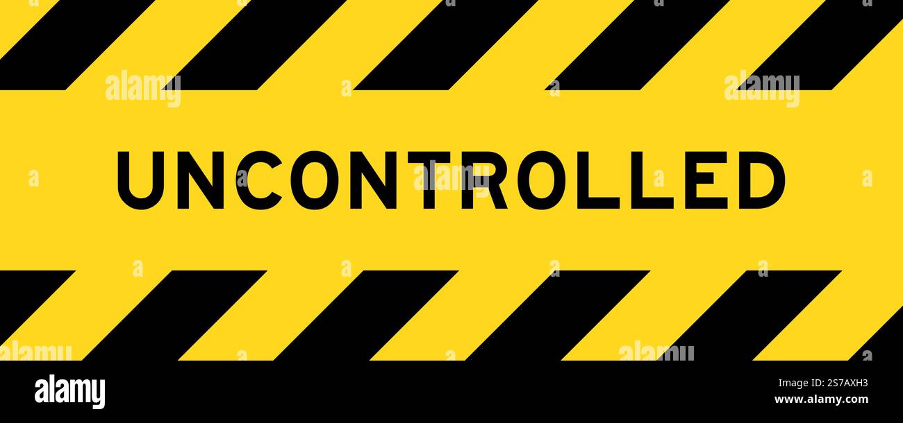 Yellow and black color with line striped label banner with word ...