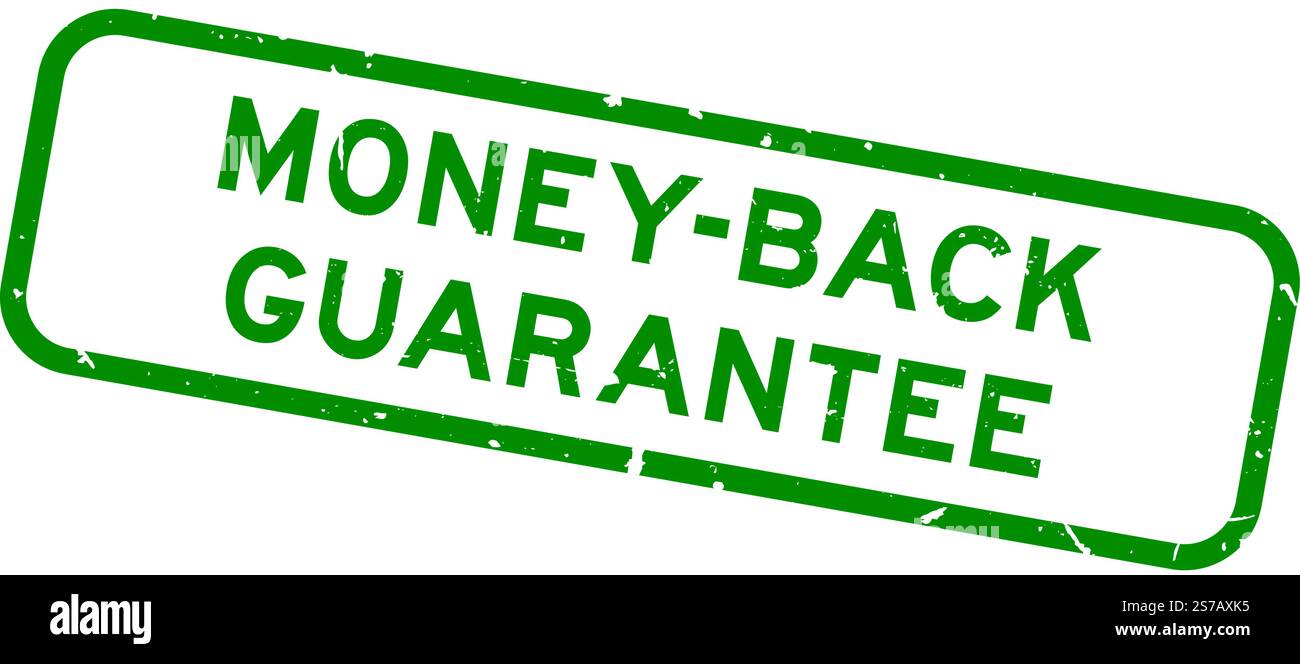 Grunge green money back guarantee word square rubber seal stamp on white background Stock Vector ...
