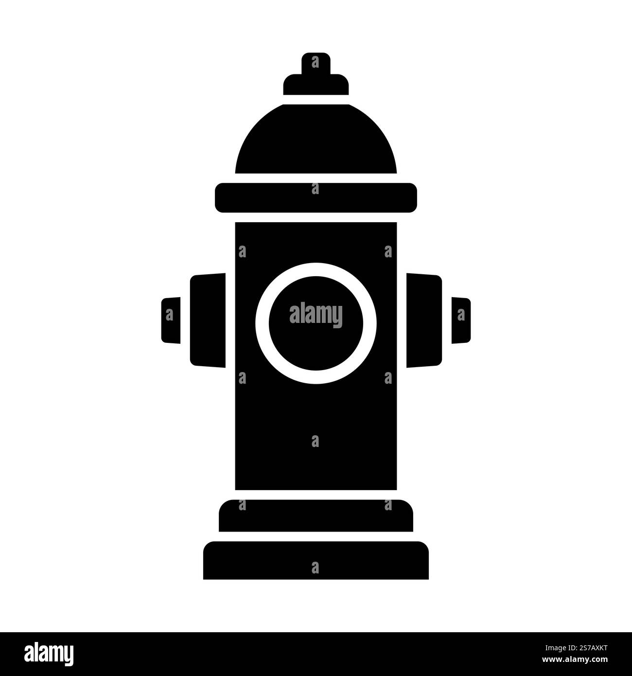 Fire hydrant simple black and white icon. Emergency water access sign for firefighters Stock ...