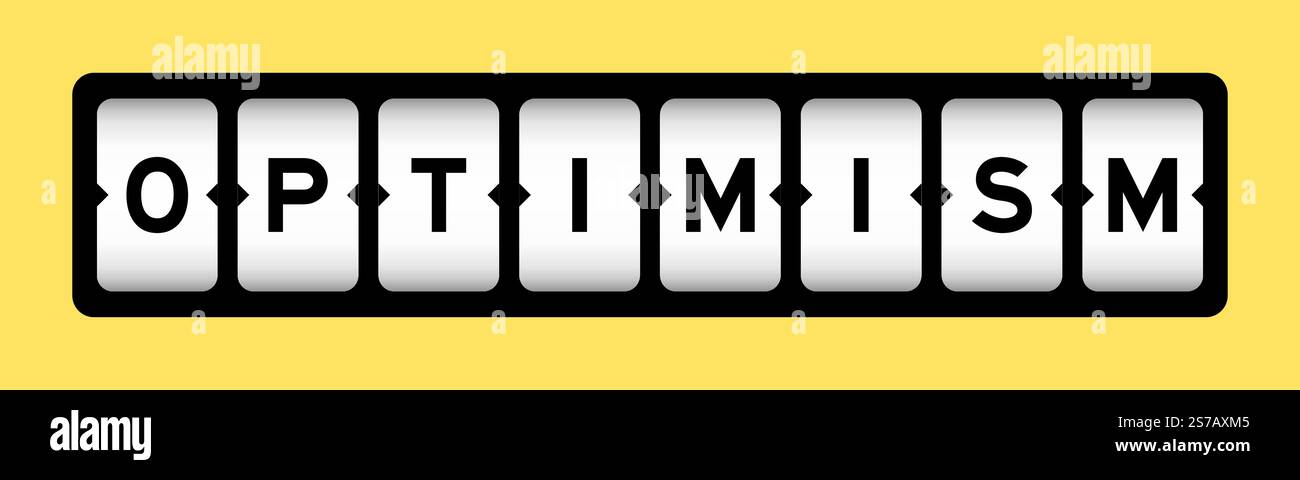 Black color in word optimism on slot banner with yellow color ...