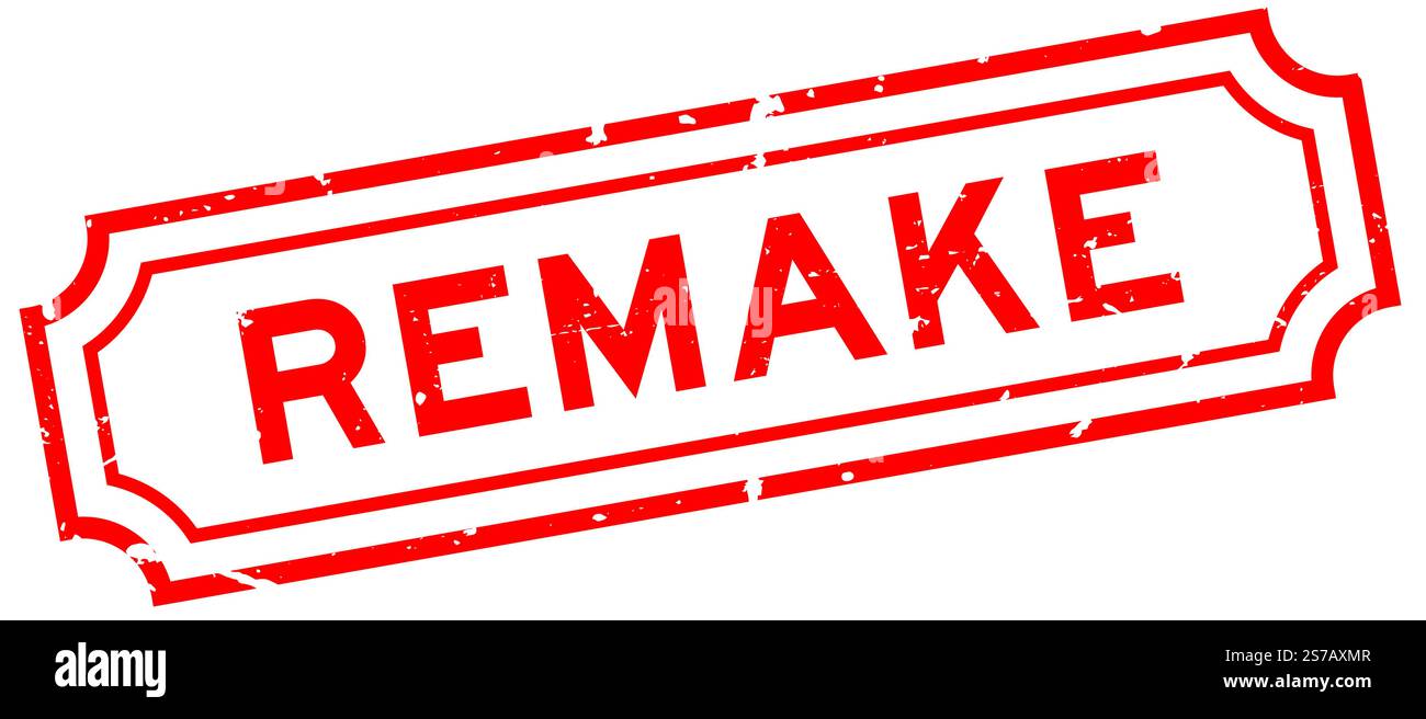 Grunge red remake word rubber seal stamp on white background Stock ...