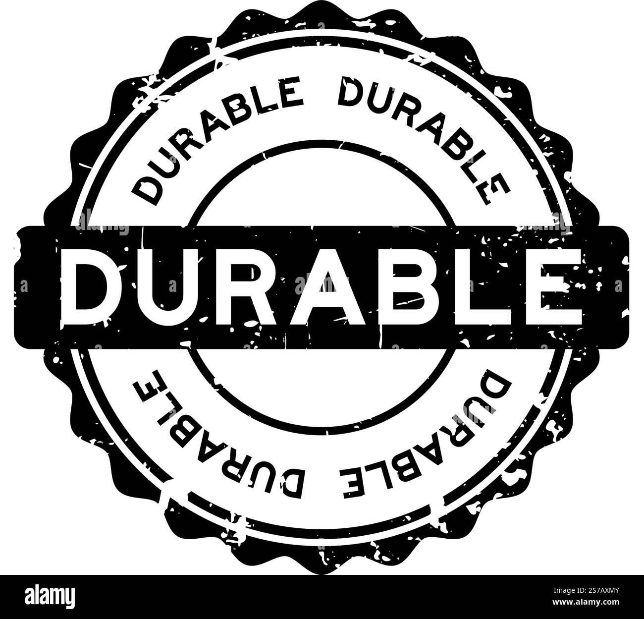 Grunge black durable word round seal stamp on white background Stock ...