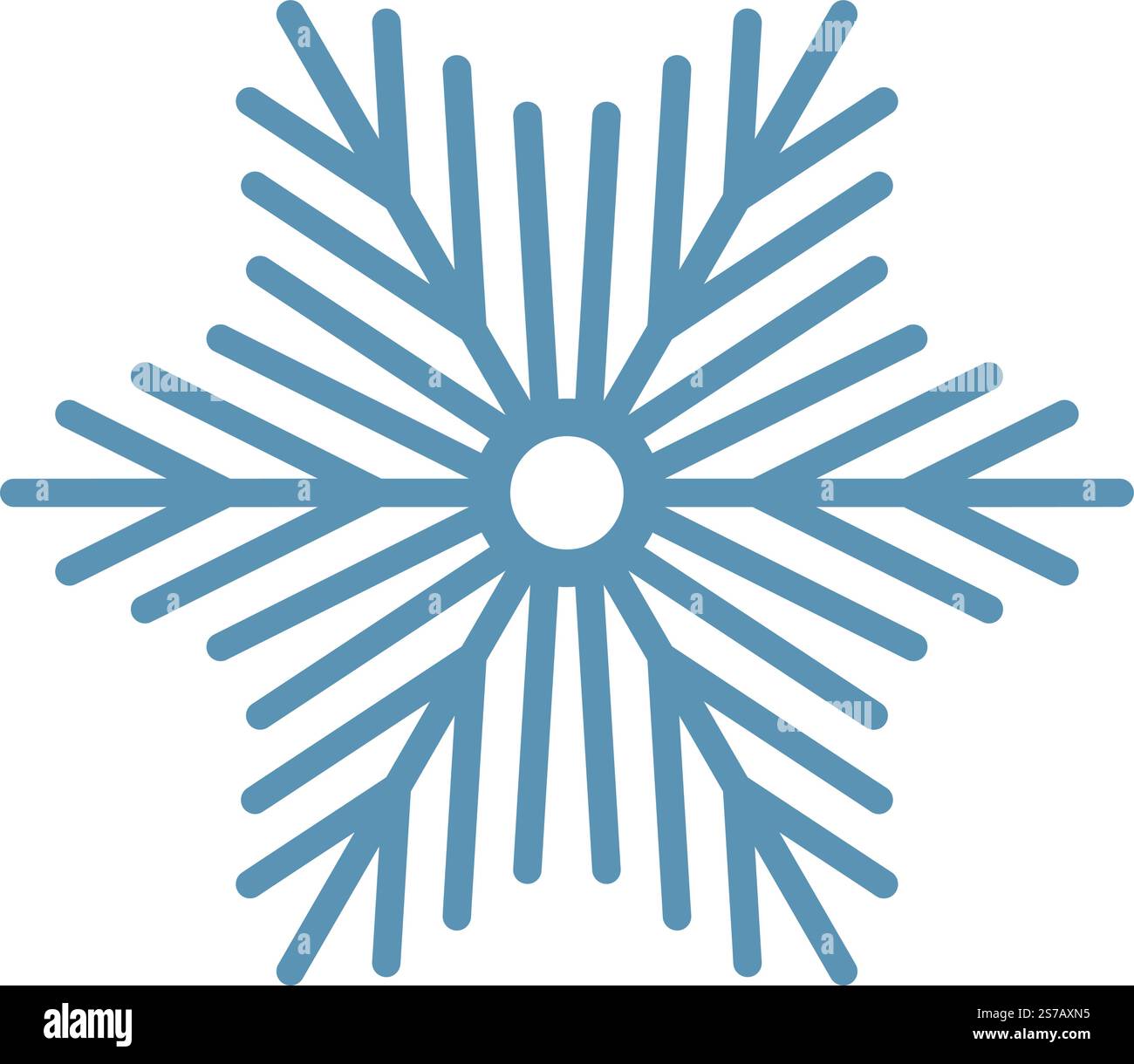 Minimalist vector illustration of a stylized six pointed snowflake with ...
