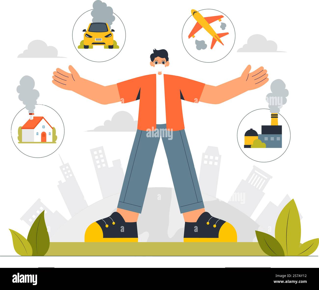 Air Pollution Illustration Featuring the Concepts of Climate Change and ...