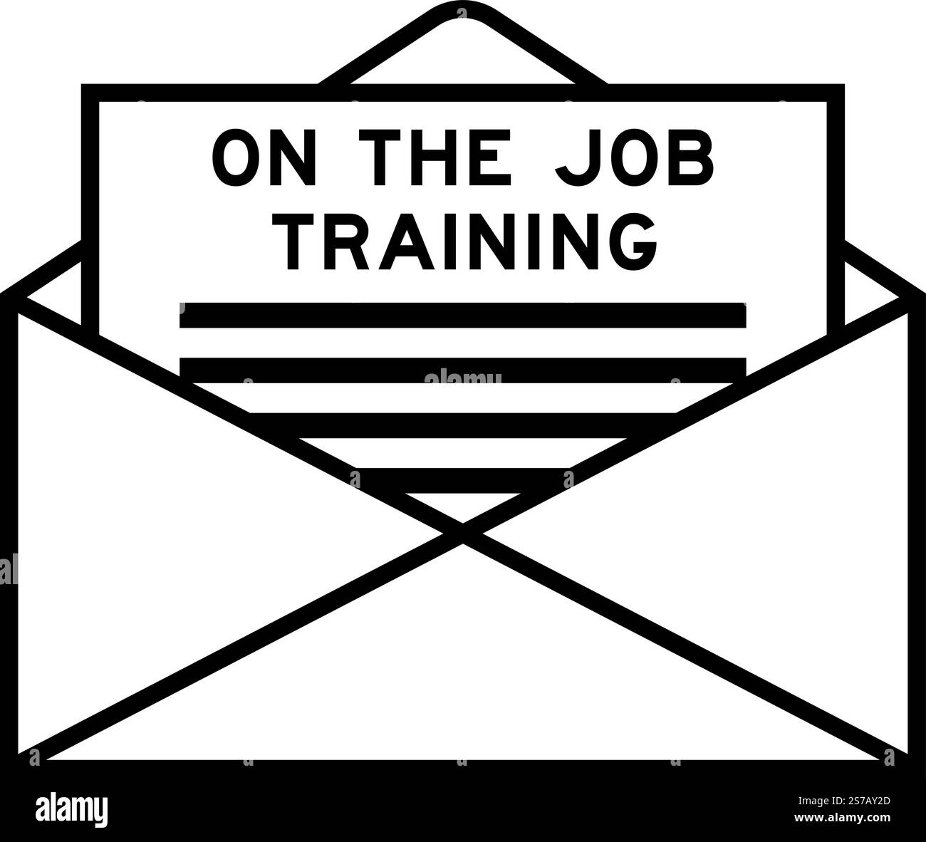 Envelope and letter sign with word on the job training as the headline ...