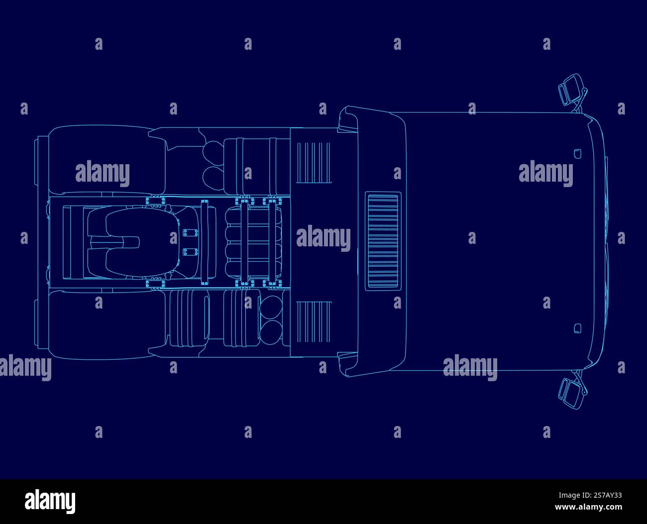 Blue truck outline. Top view. Vector illustration Stock Vector Image ...