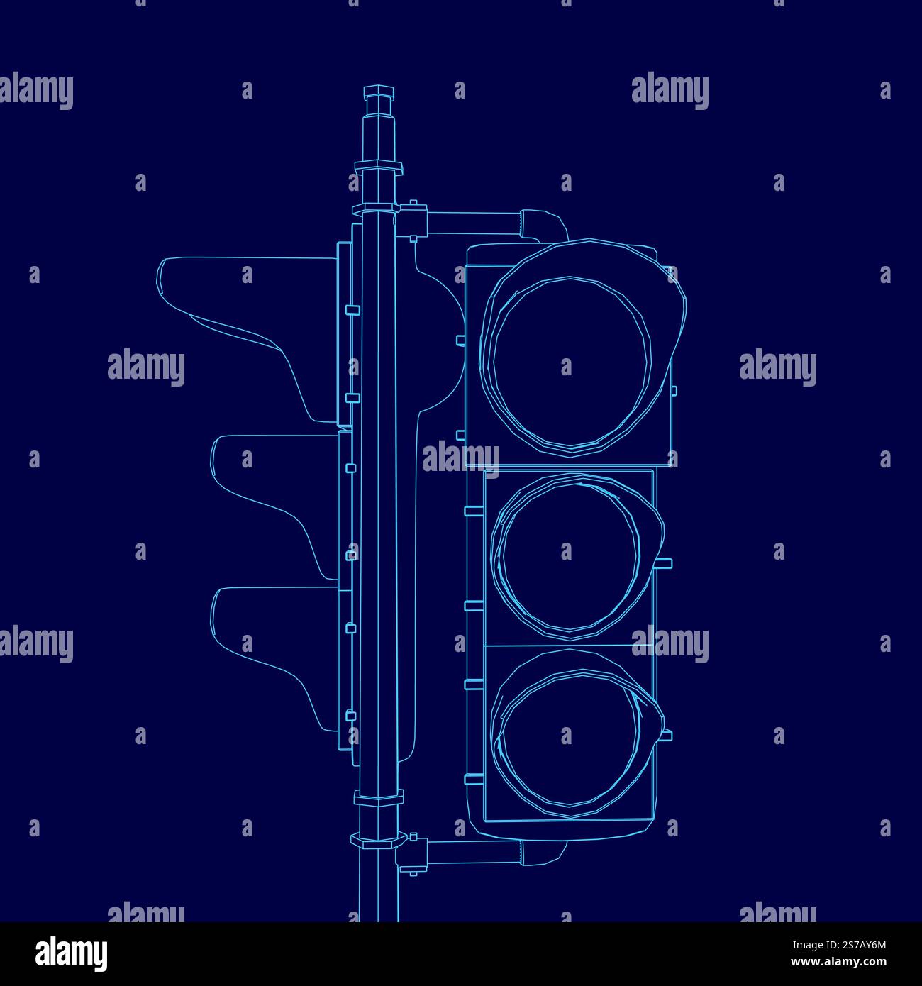 Traffic light is shown in a blue color. The traffic light is a three ...