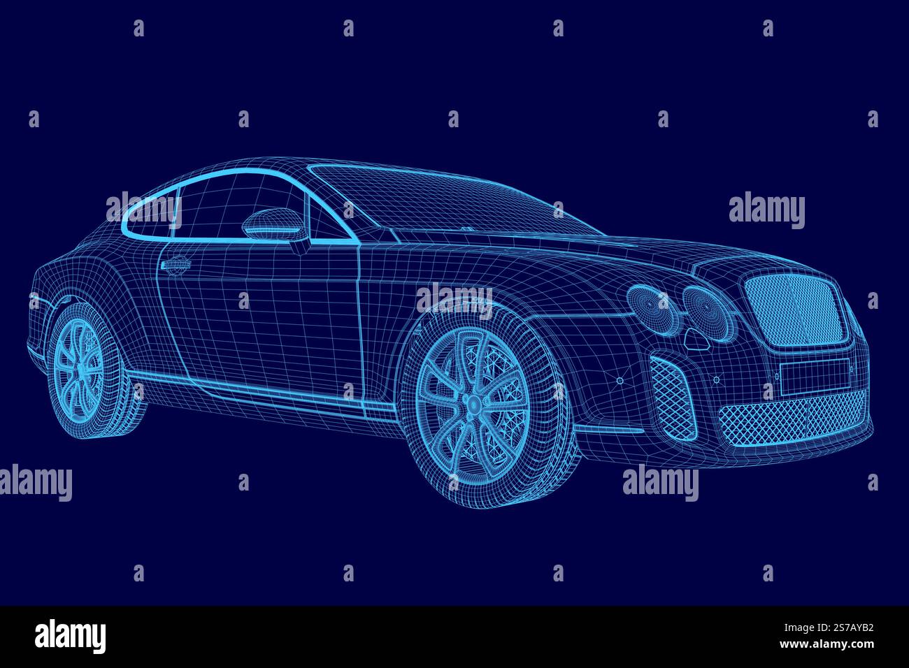 Blue car wireframe. The car is shown in a 3D format Stock Vector Image ...