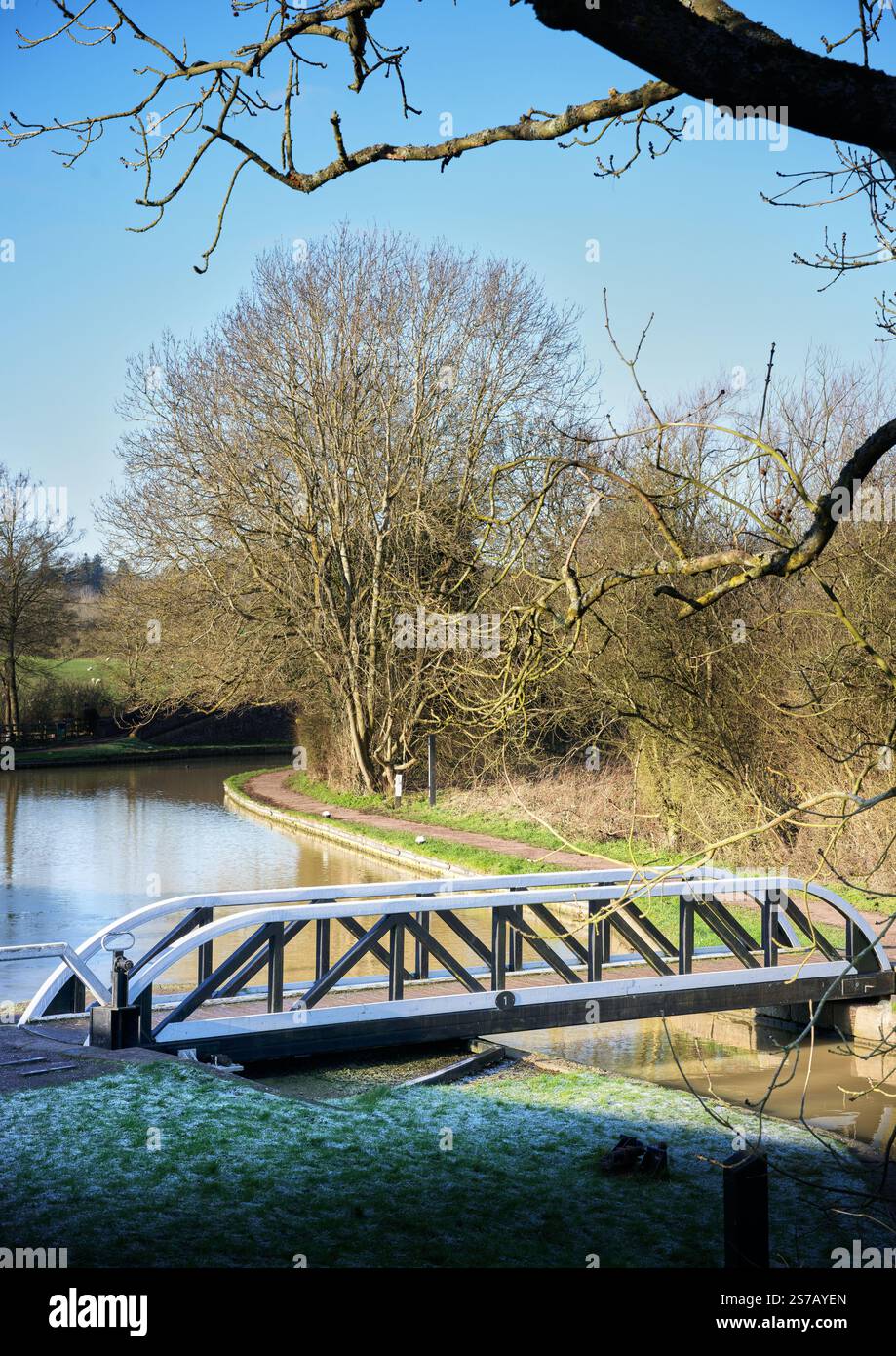 Swing bridge at the bottom of Foxton locks, the longest staircase ...