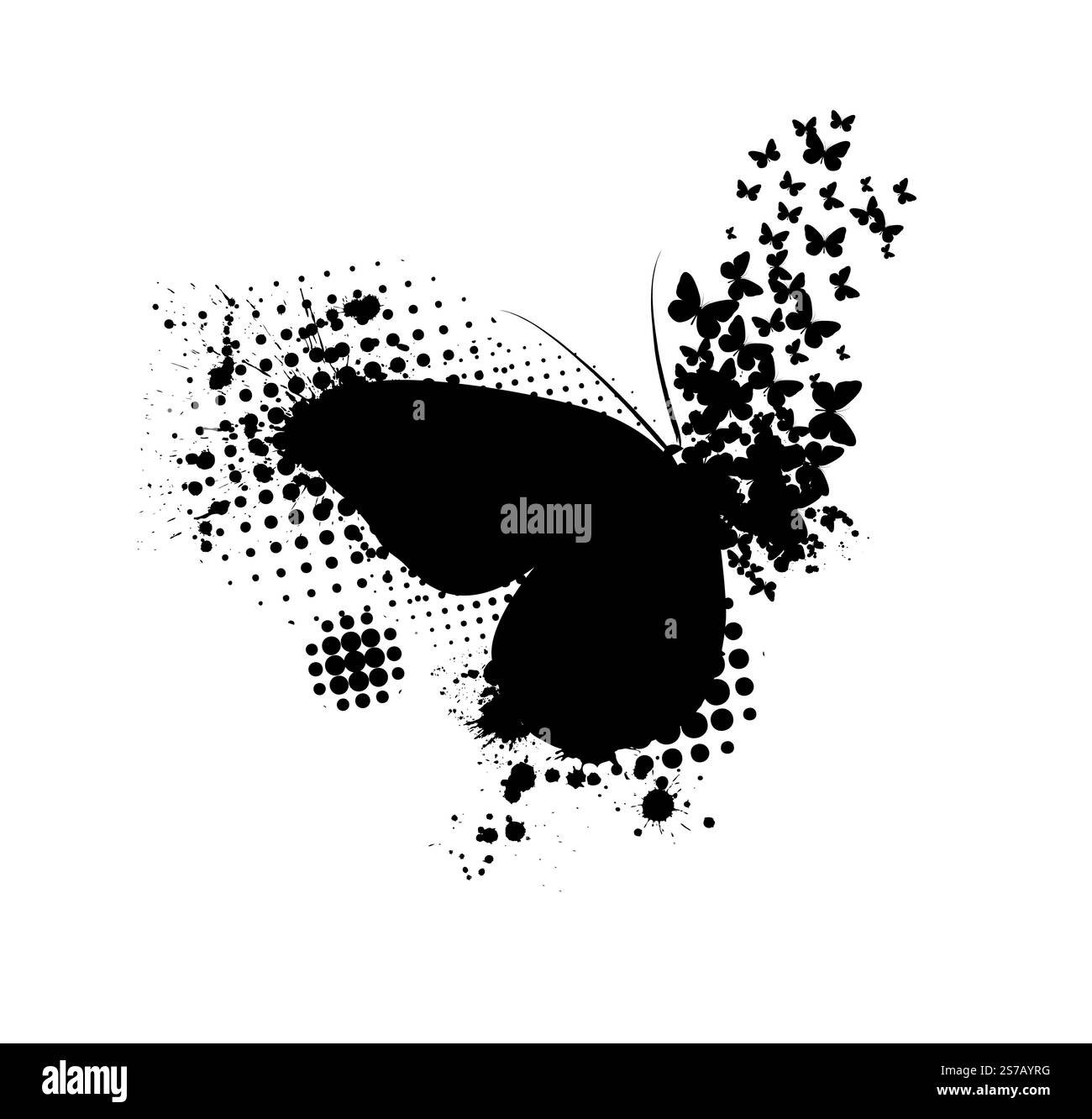 Abstract butterfly of small butterflies. hand drawing. Not AI. Vector ...