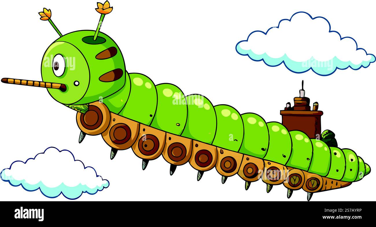 Futuristic steam powered caterpillar train with intricate mechanical ...