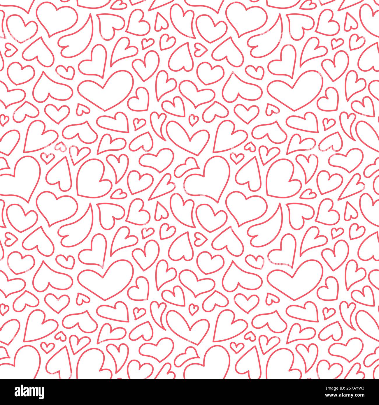 Hearts pattern. Cute hand drawn vector seamless background. Illustrated ...