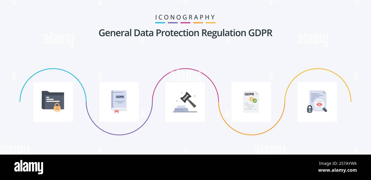 Gdpr Flat 5 Icon Pack Including file. data. law. legal. justice Stock ...