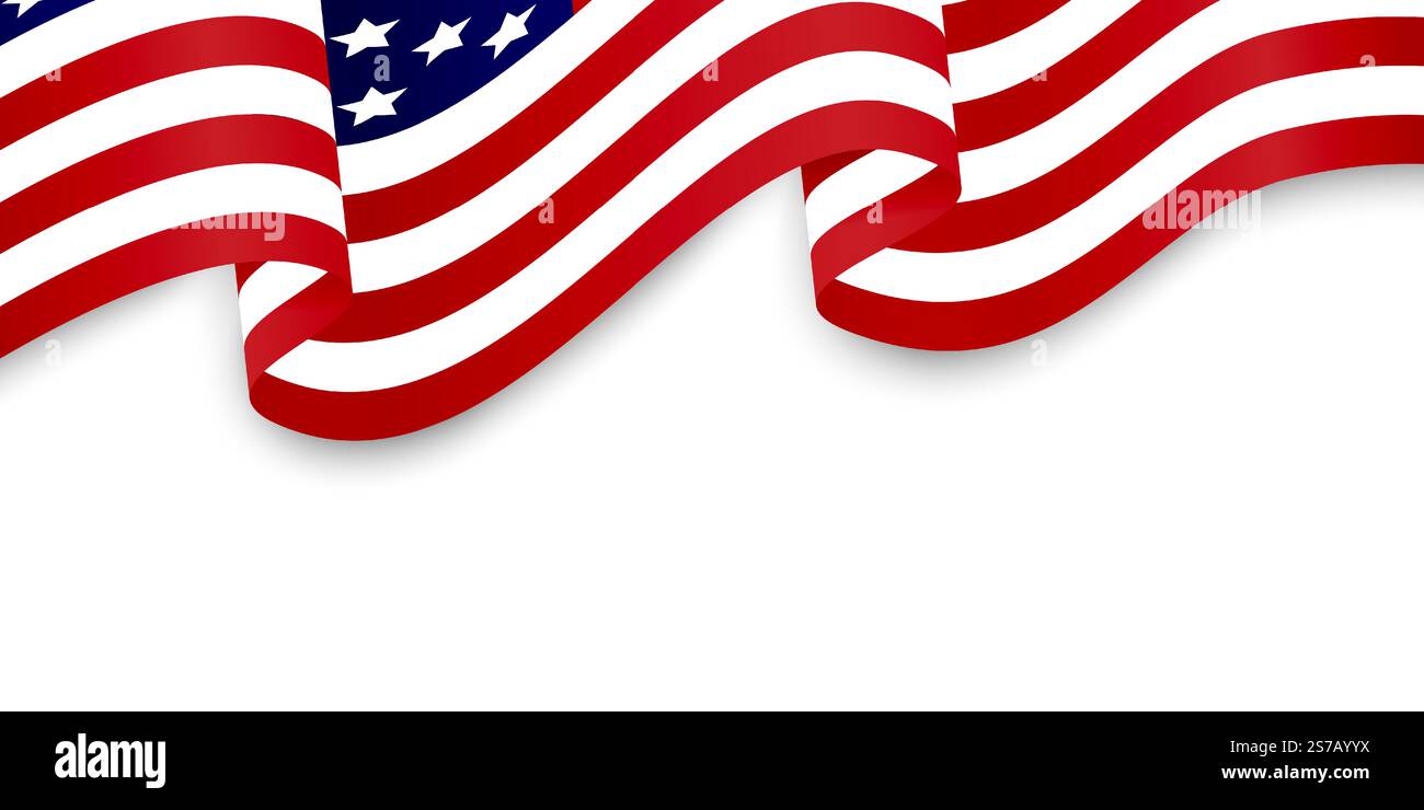 American flag sign isolated 3D. USA flag waving on white background ...