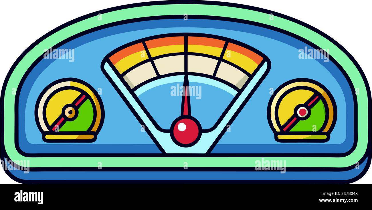 Retro inspired speedometer with colorful dials and indicators for ...