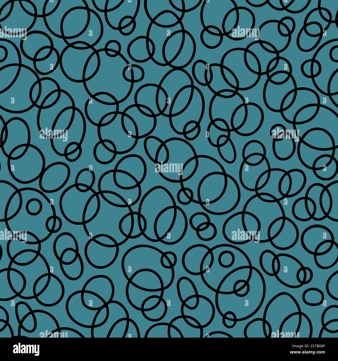 Overlapping black circles and ovals on a bold blue background Stock ...