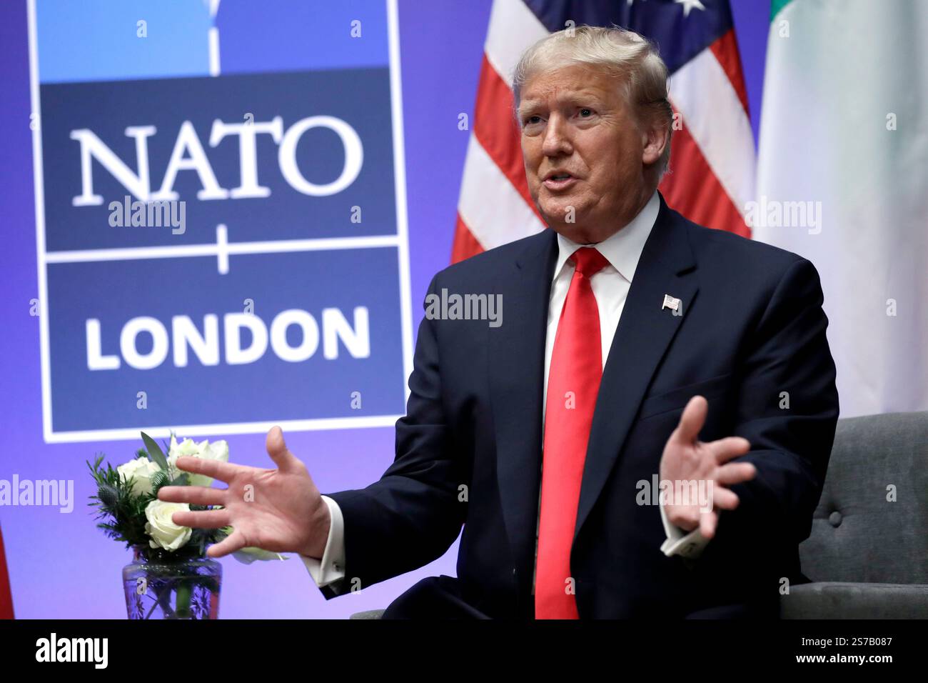 FILE - President Donald Trump speaks during the NATO summit, Dec. 4 ...