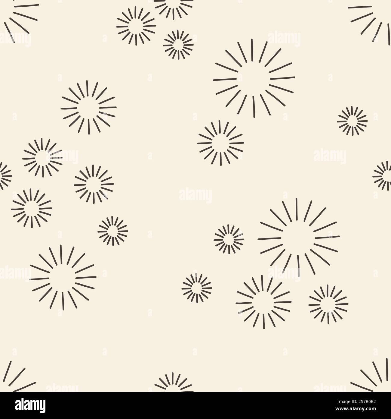 Minimalist seamless pattern with radial starburst shapes scattered ...