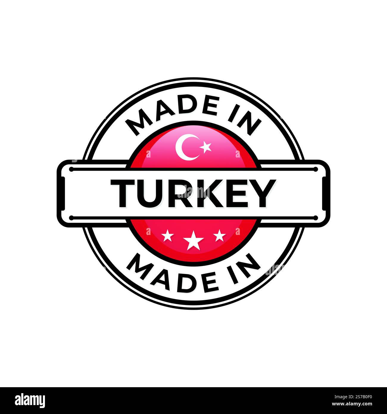 Made in Turkey label icon emblem isolated on white background. Vector ...