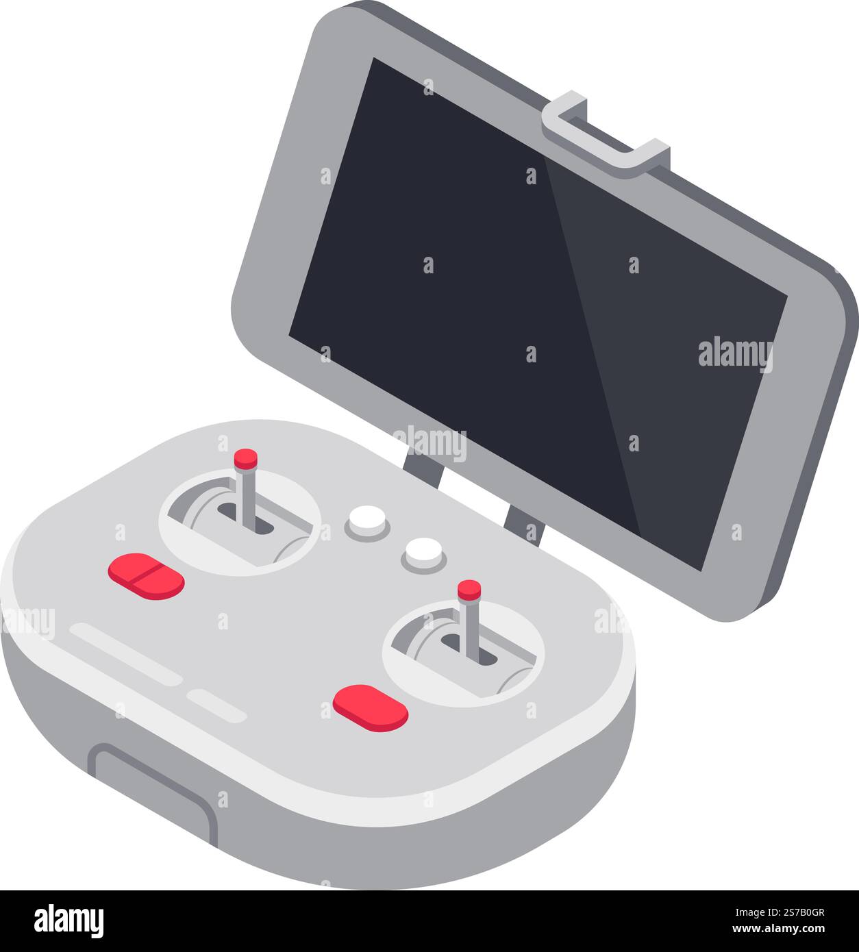 Remote control for drone featuring a blank screen, joysticks, buttons ...