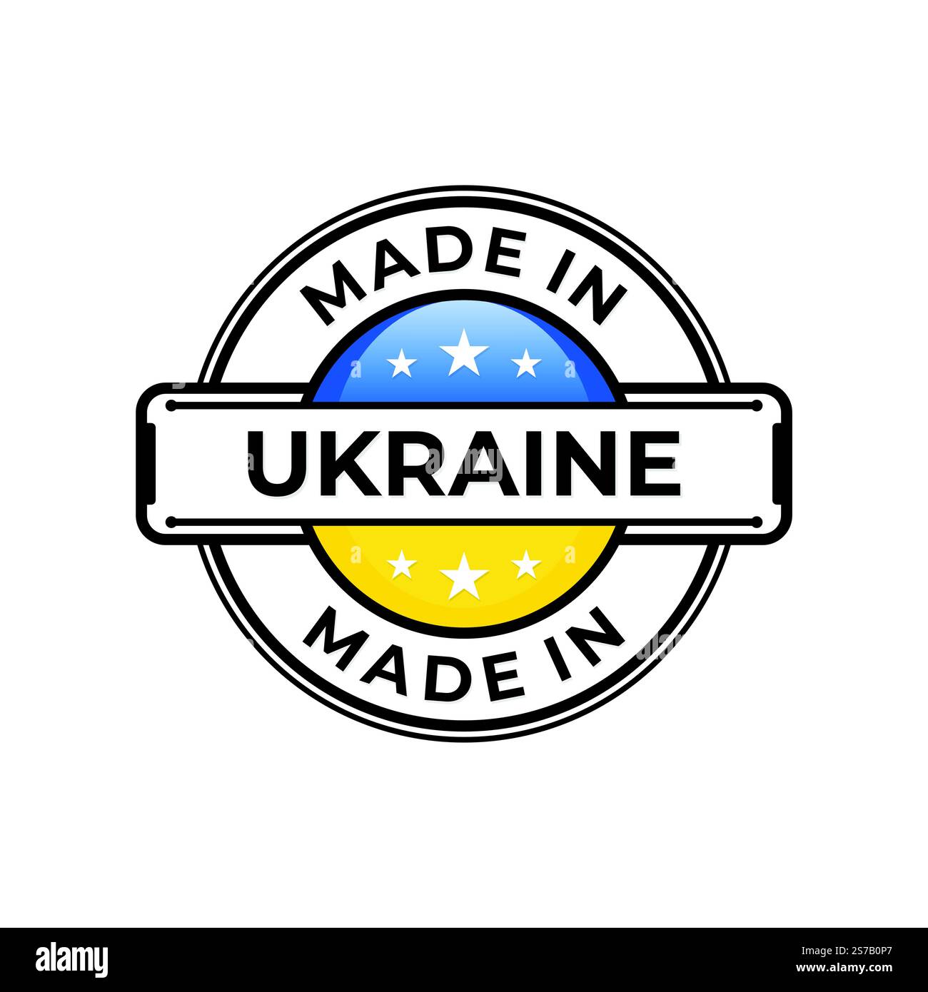 Made in Ukraine label icon emblem isolated on white background. Vector ...