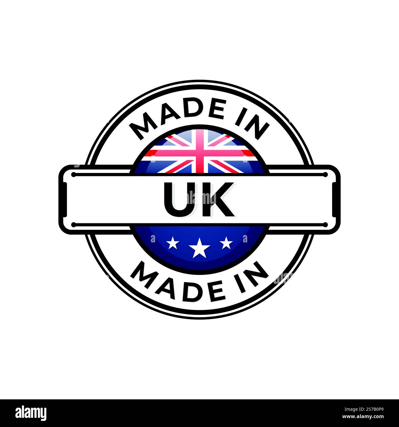 Made in UK label icon emblem isolated on white background. Vector ...