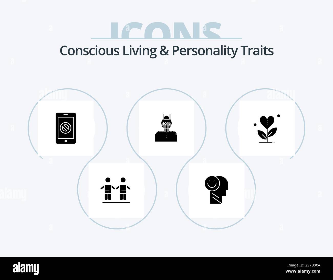 Concious Living And Personality Traits Glyph Icon Pack 5 Icon Design ...