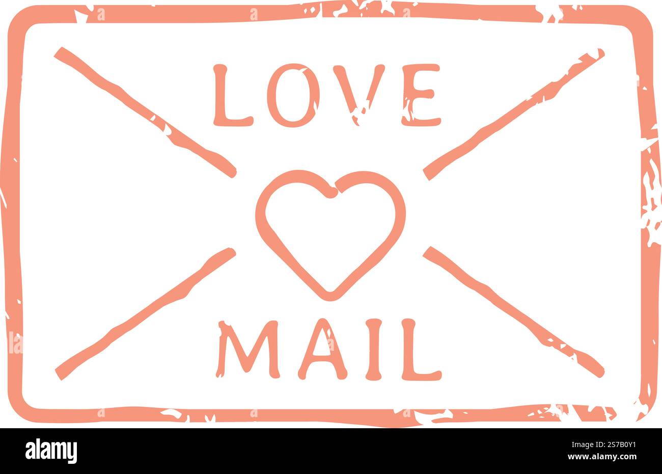 Pink love mail stamp featuring a heart symbol and diagonal lines ...