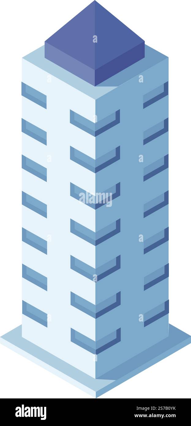 Modern skyscraper featuring a striking blue pyramid roof, towering in ...