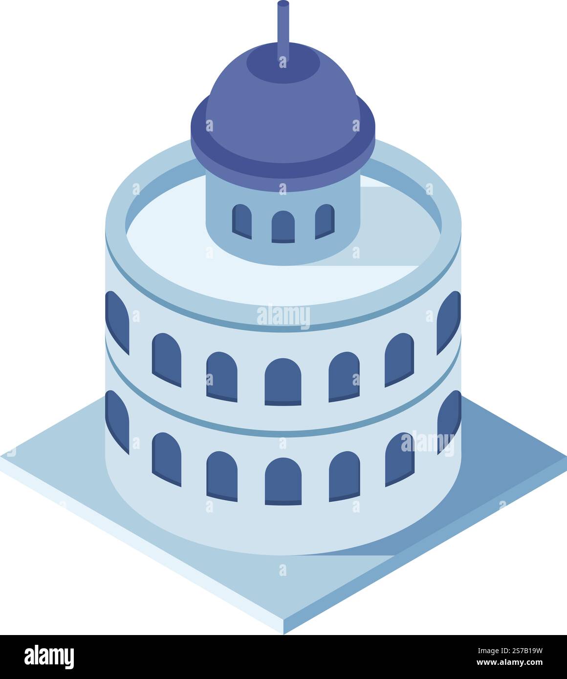 Modern government building with a circular shape and a blue dome ...