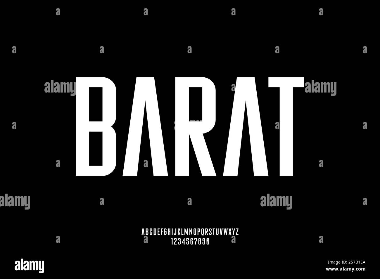 Modern strong condensed alphabet display font vector illustration ...