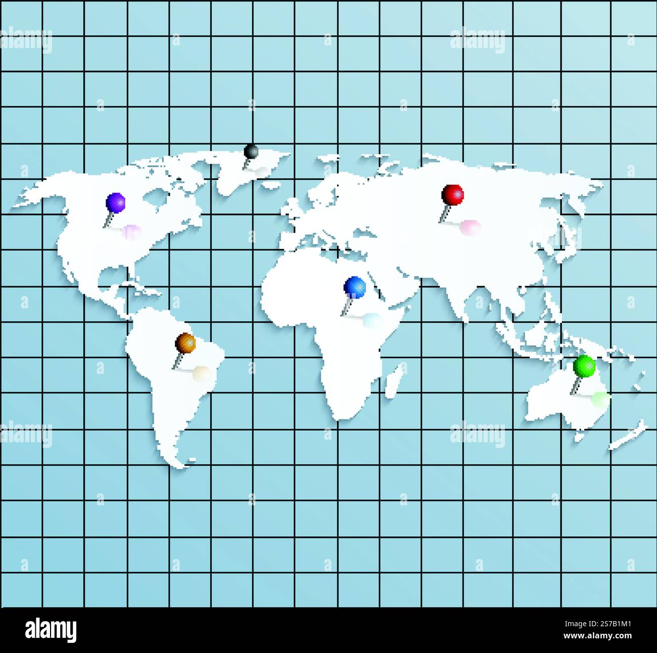 Paper strategic map of the world with colorful pins. EPS 10 Stock ...