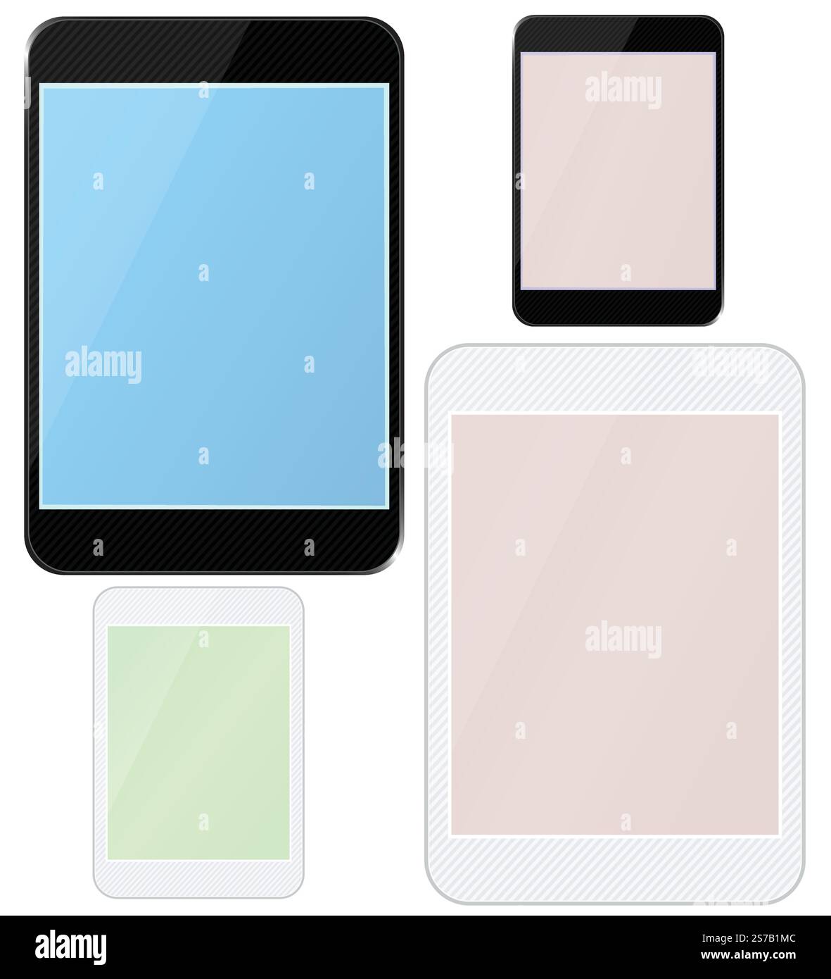 Set of different of empty tablets with stripes. Vector illustration ...