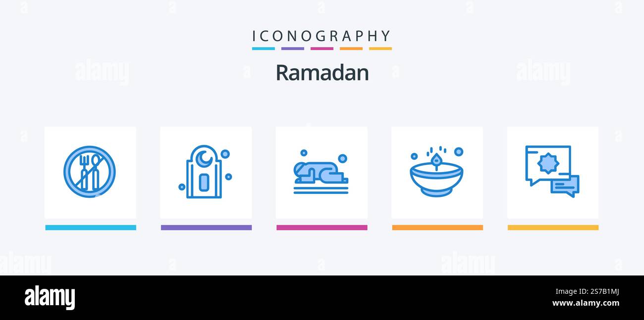 Ramadan Blue 5 Icon Pack Including prayer. light. namaz. lamp. diwali ...