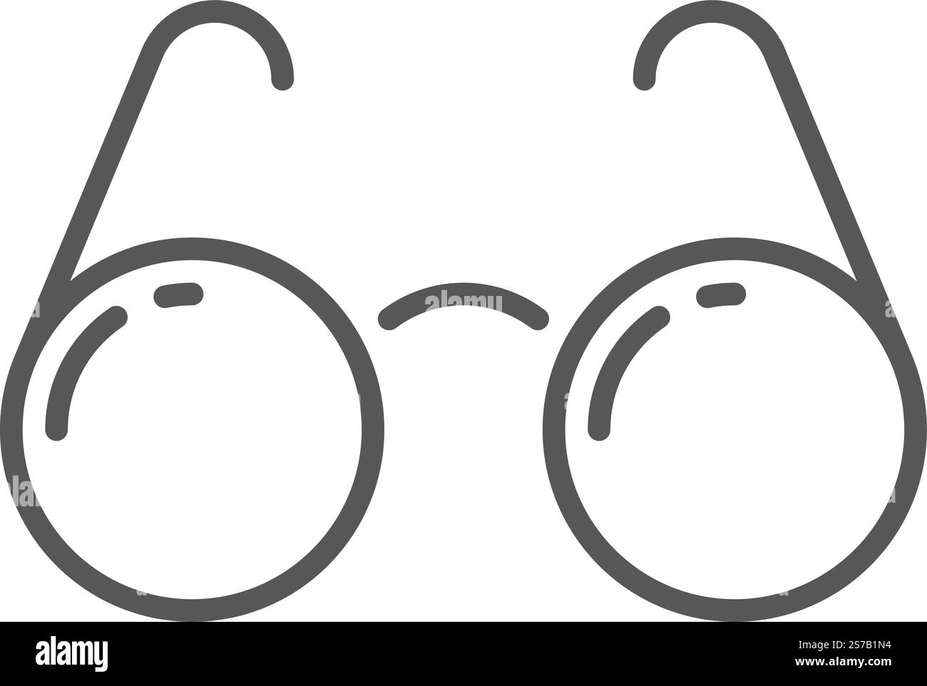 Minimalist line art illustration of round eyeglasses with thin temples ...