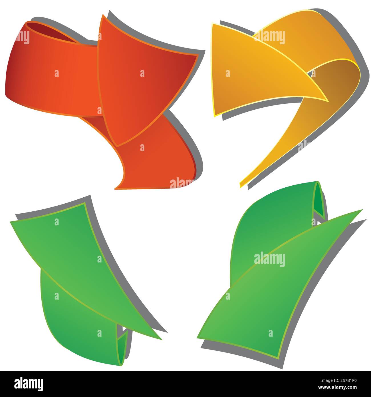 Set of glossy arrows. Set of 4 different arrows with shadows Stock ...