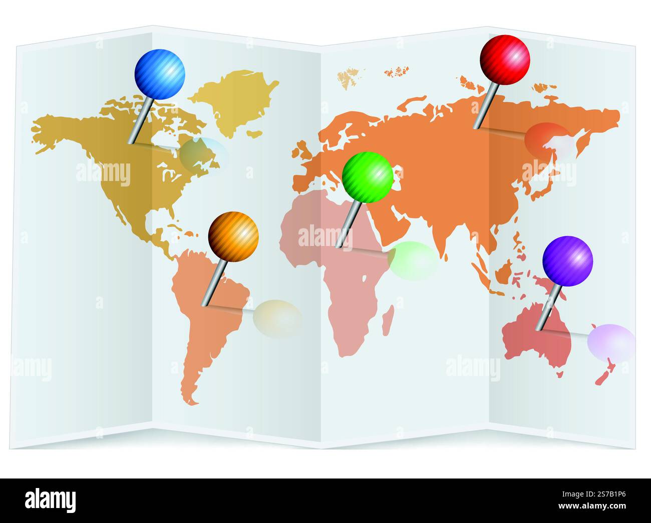 World map with multicolored pins Stock Vector Image & Art - Alamy