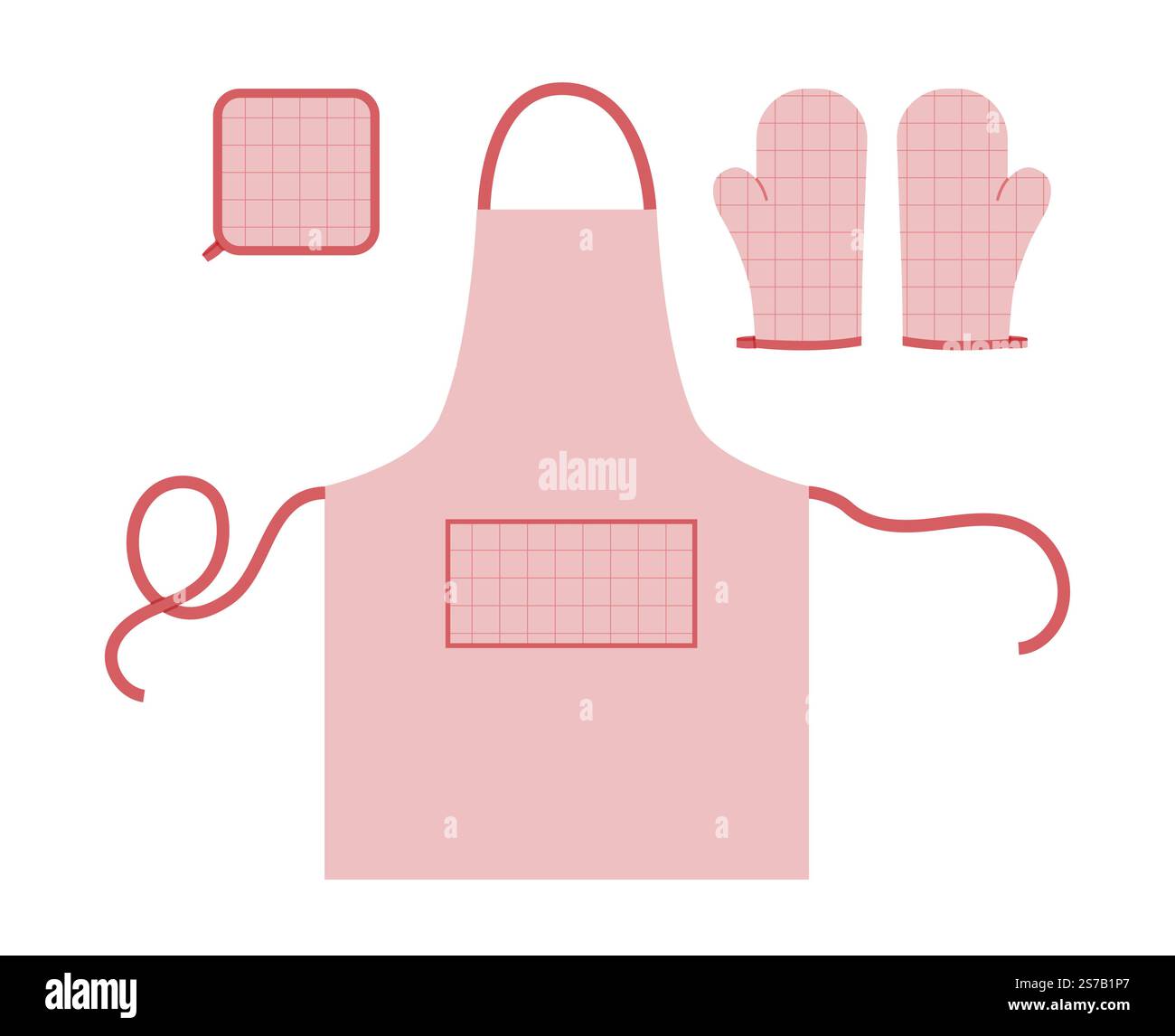 Set of Aprons, Oven Gloves and potholder Fashion pink cartoon ...