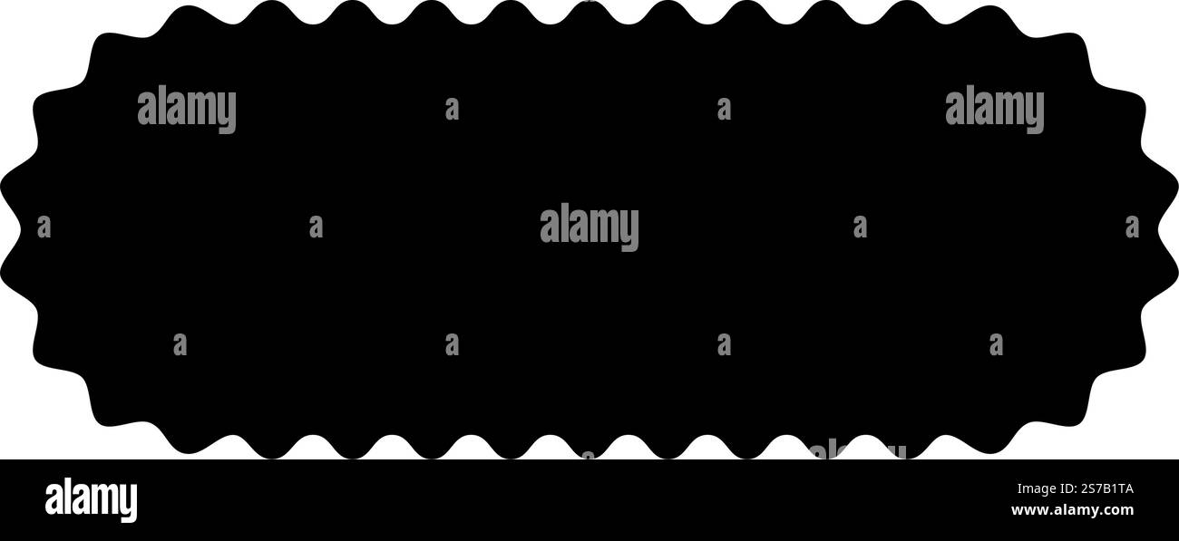 Oval rectangle shape with wavy edges. Rectangular shape with round scalloped borders. Empty text ...