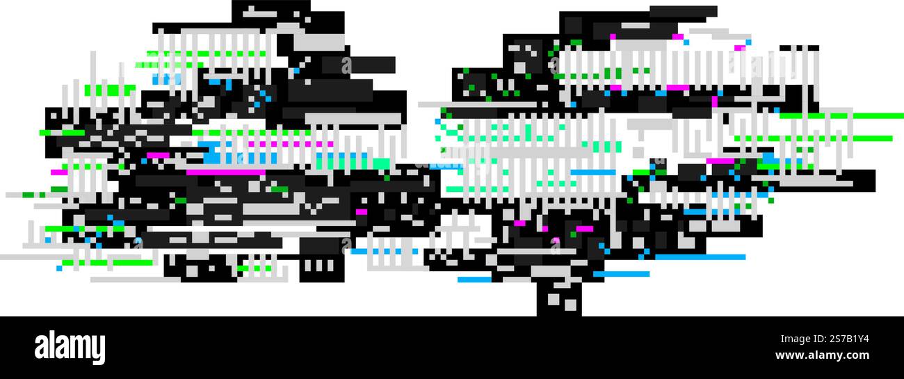 Colorful pixel sorting effect distorting a digital image, creating an ...