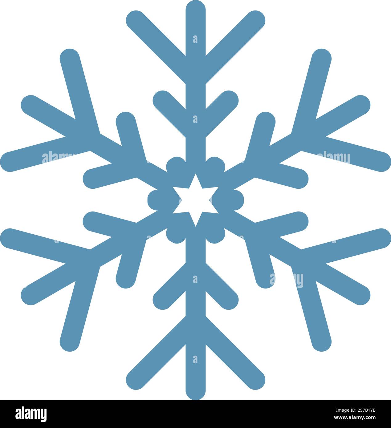 Stylized six pointed snowflake featuring rounded tips and a star shaped ...